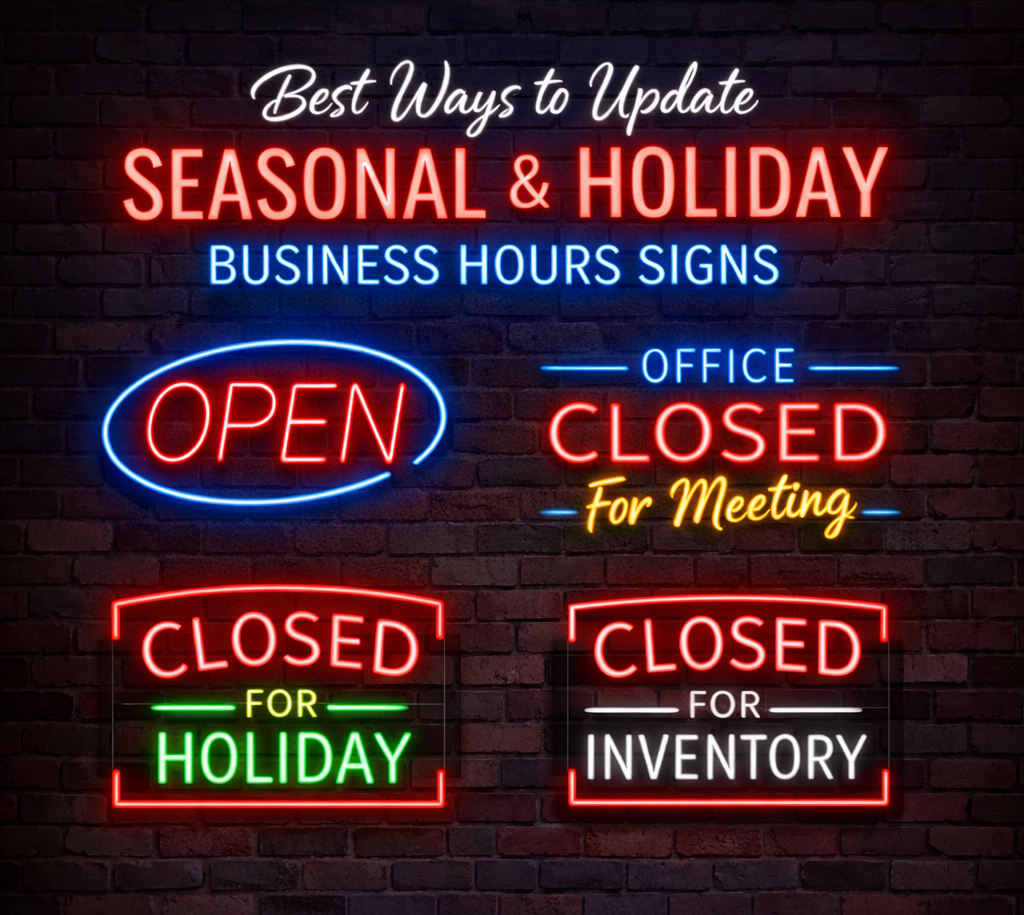 Best Ways to Update Seasonal & Holiday Business Hours Signs | Neon Signs